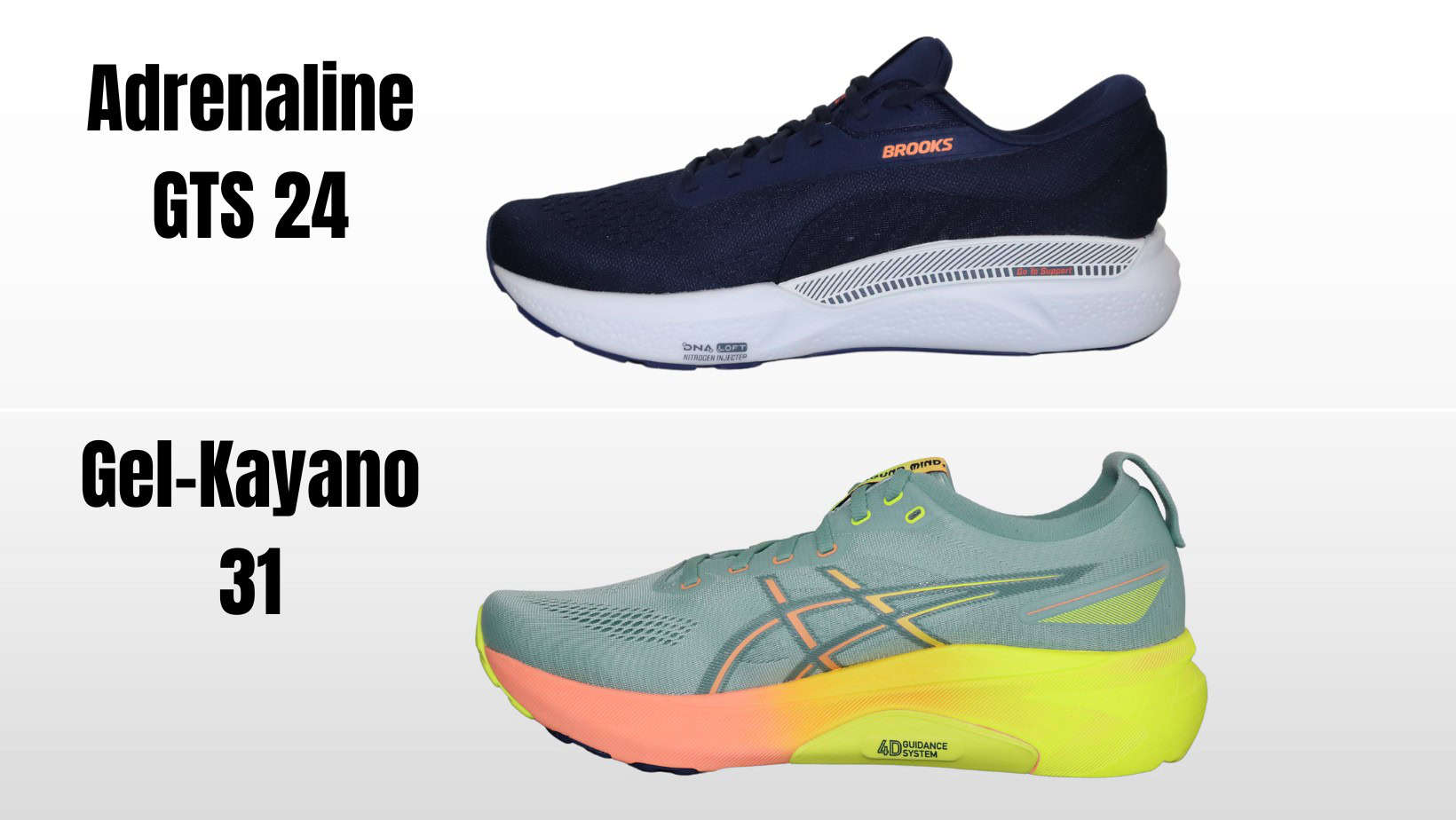Shoe Comparisons - Brooks Adrenaline GTS 24 vs. Asics Gel-Kayano 31 ...